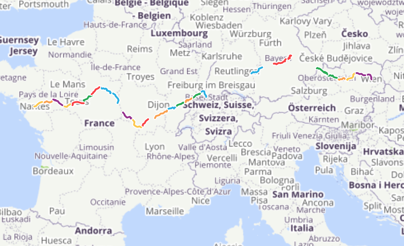EuroVelo 6 – just map of all rides – Itinerant Philosopher